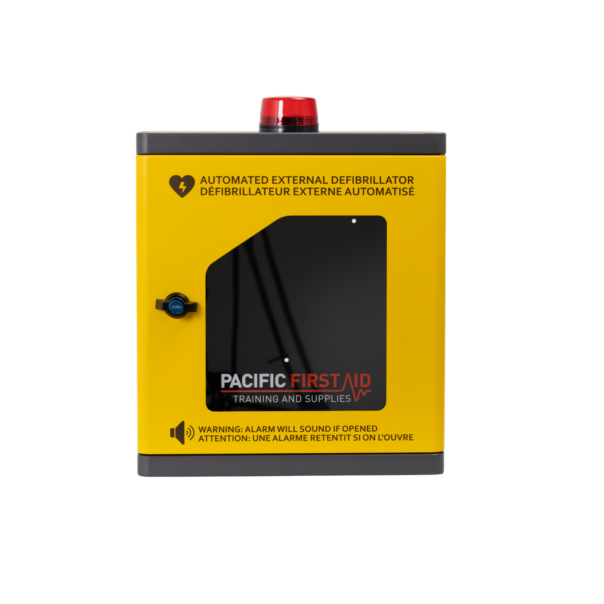 Yellow AED Metal Wall Cabinet with Alarm – Pacific First Aid