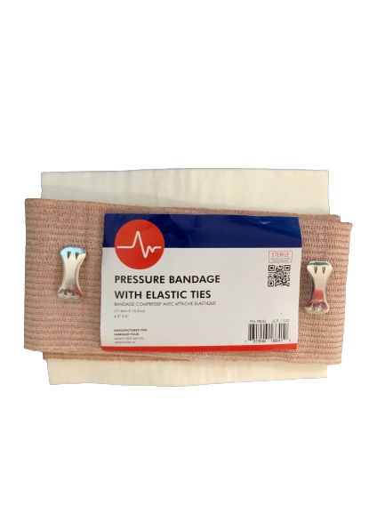 Pressure Bandage - 4.5 x 6in w/ Elastic Ties – Pacific First Aid